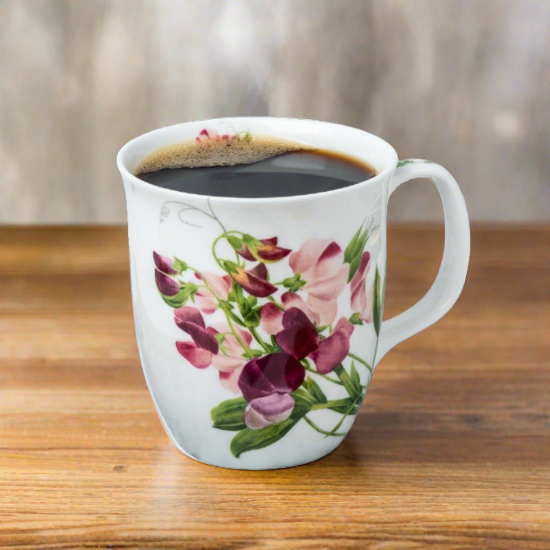 Botanical Flowers Pink Sweet Pea Java Mug | McIntosh Shop