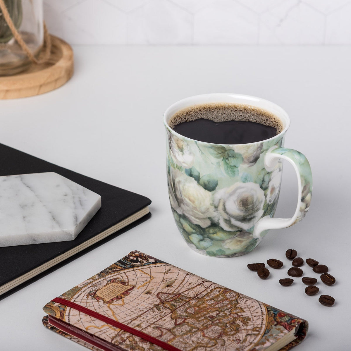 Chintz White Roses Java Mug | McIntosh Shop